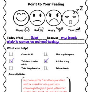 Feelings Check-in Chart for Kids: Printable Emotions Tracker (PDF ...