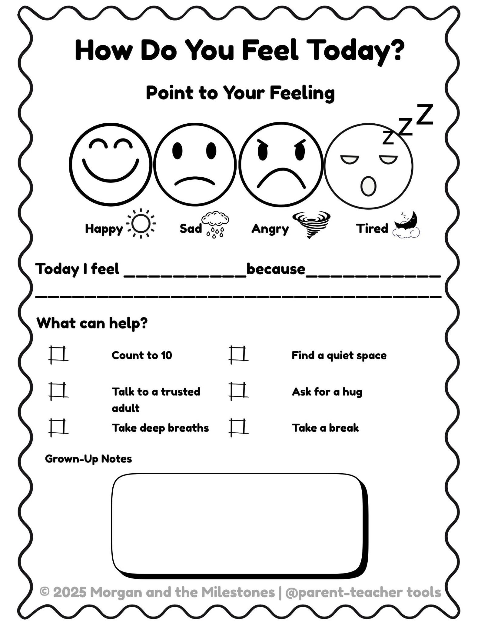 Daily Feelings Check-in Chart for Kids | Printable Emotions Tracker | SEL Tool for Parents ...