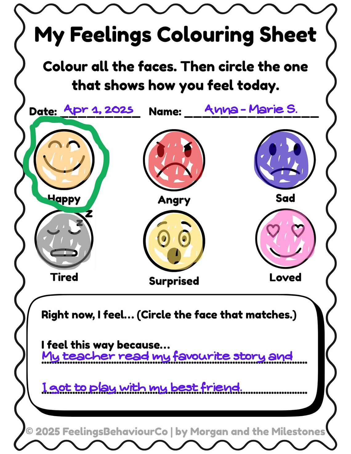 Feelings Colouring Sheet for Kids | Emotions Worksheet | Emotional ...