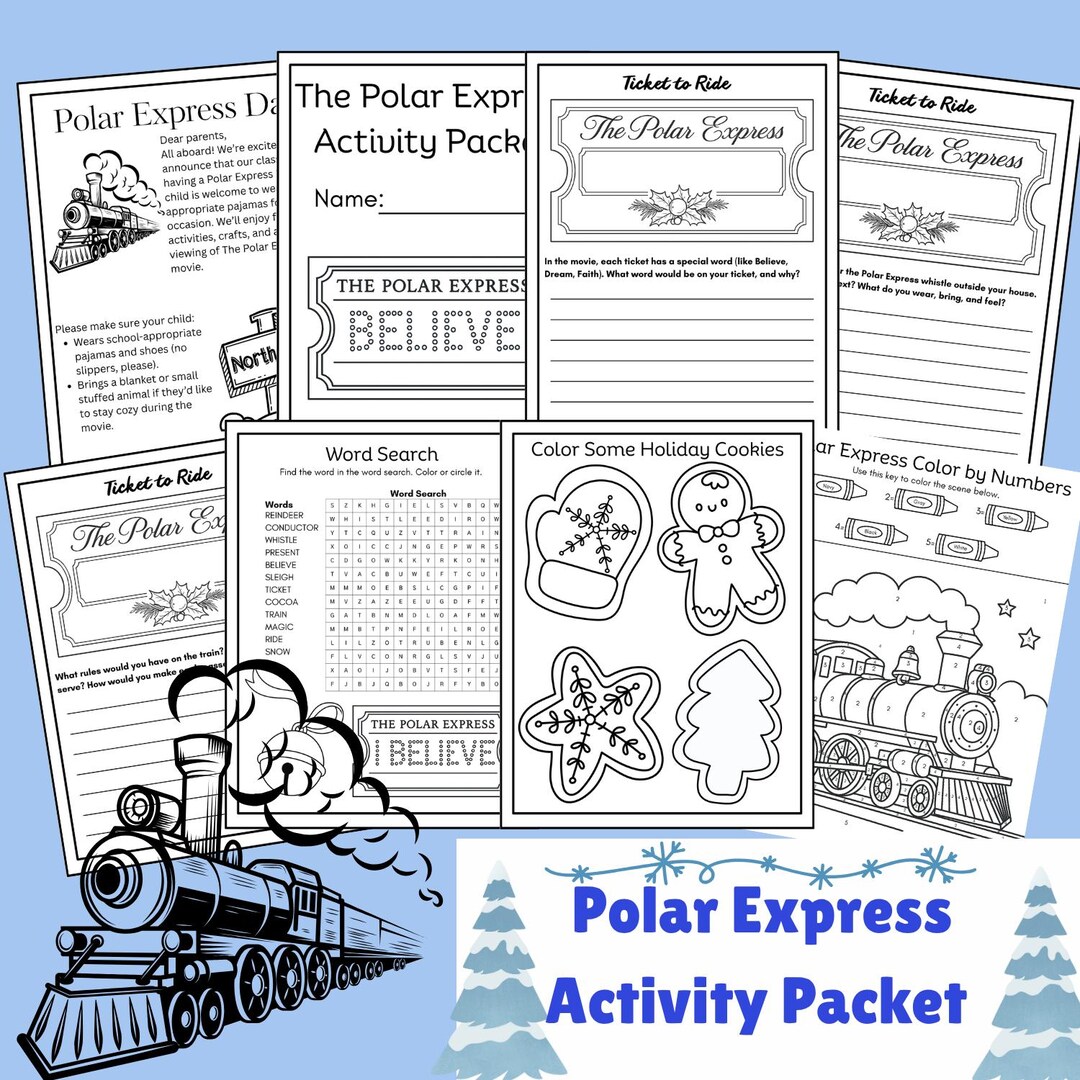 The Polar Express Printable Activity Packet for Kids | Christmas ...