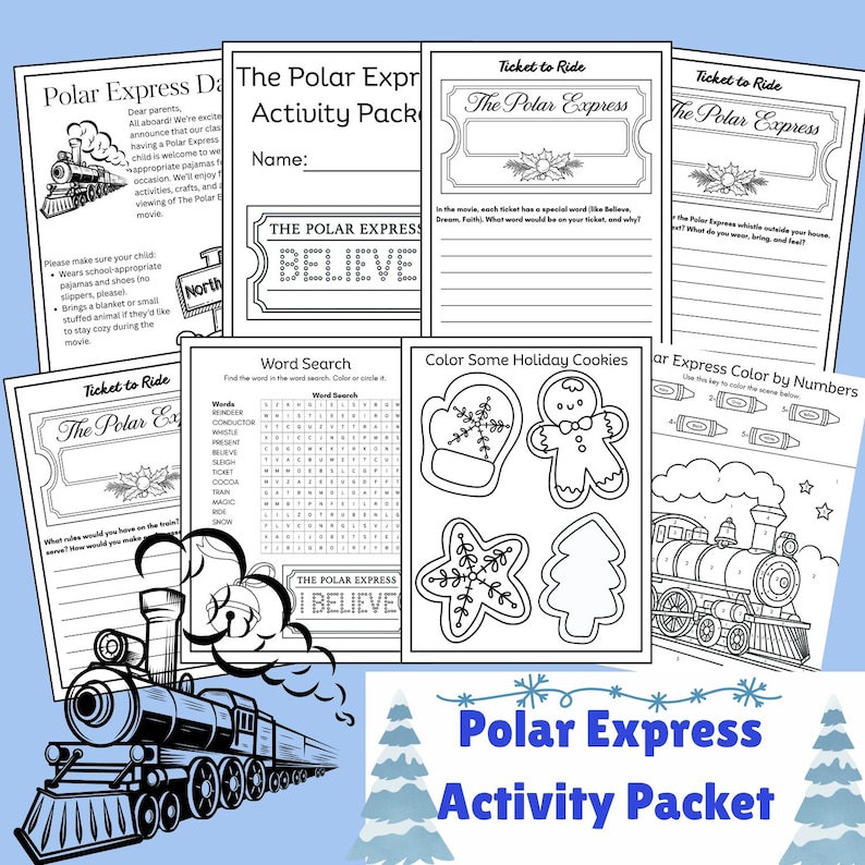 The Polar Express Printable Activity Packet for Kids | Christmas ...
