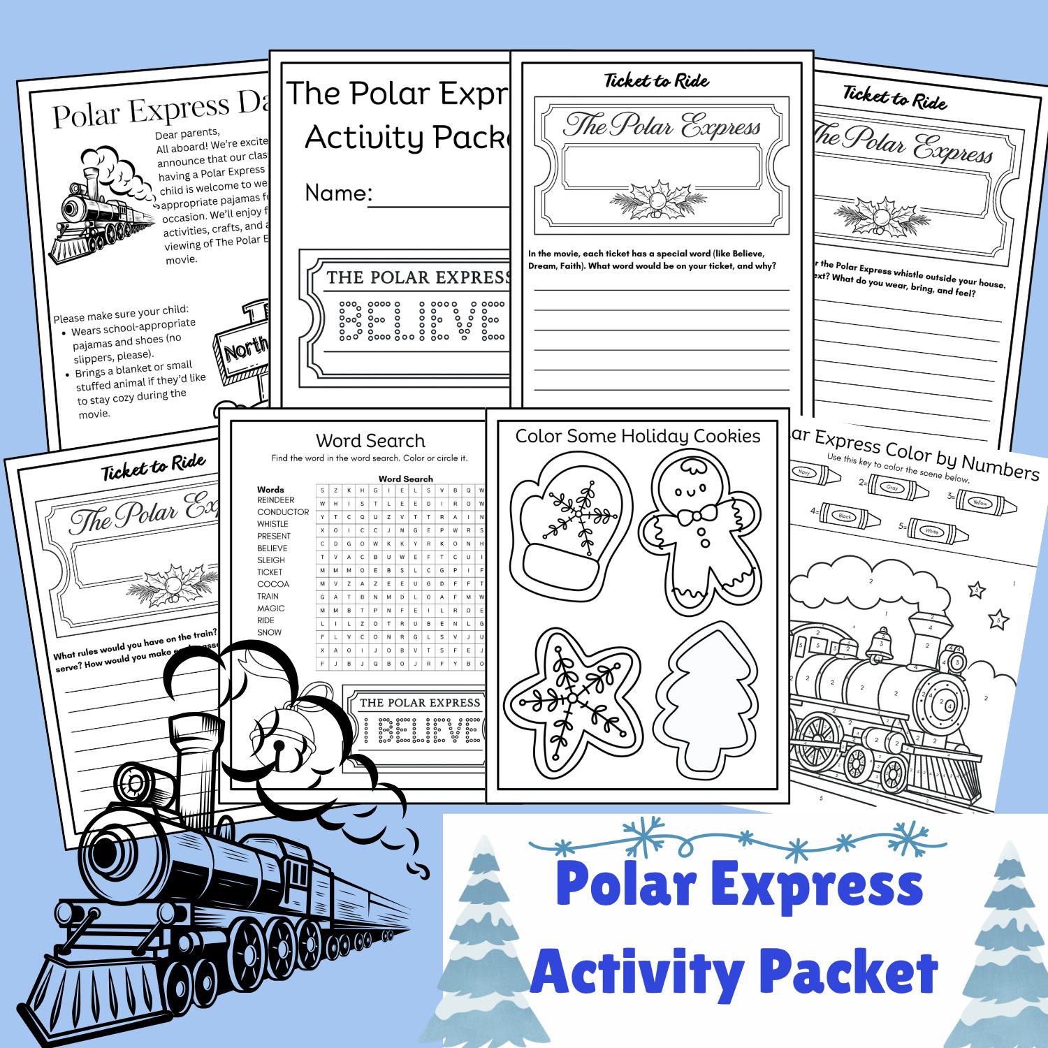 The Polar Express Printable Activity Packet for Kids | Christmas ...
