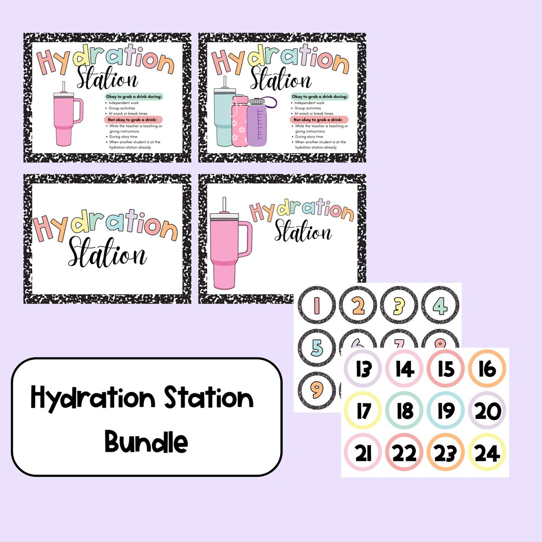 Classroom Hydration Station | Signs & Bottle Circles | Composition ...