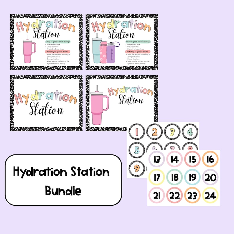 Classroom Hydration Station | Signs & Bottle Circles | Composition ...