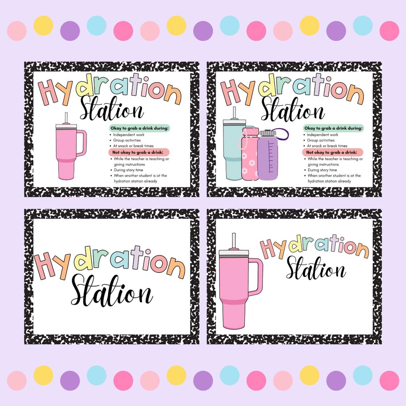 Classroom Hydration Station | Signs & Bottle Circles | Composition ...