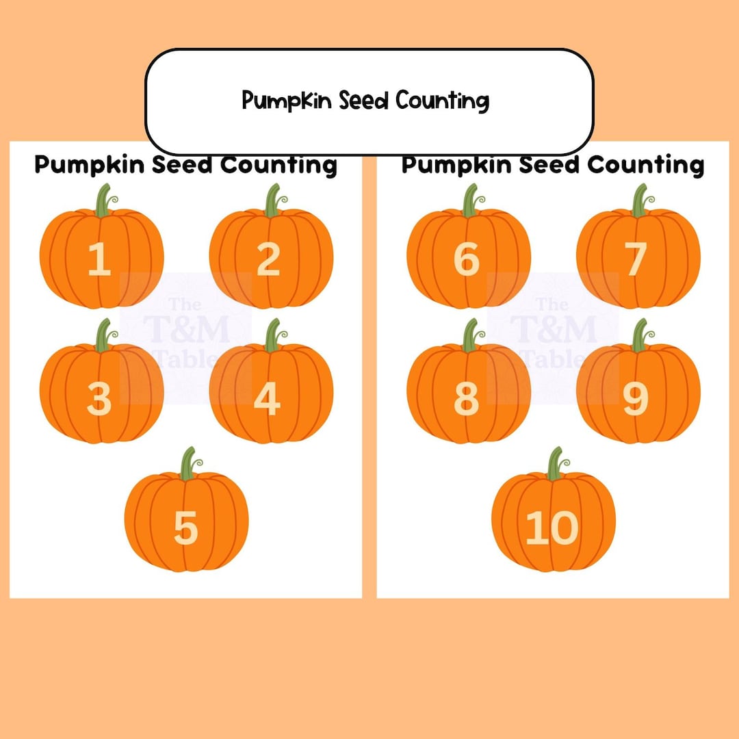 Pumpkin Seed Counting Game: Fall Math Printable for Kids (digital ...