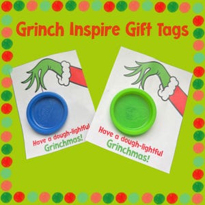 Grinch Inspired Playdough Gift Tags | Christmas Classroom Favor | Kids ...