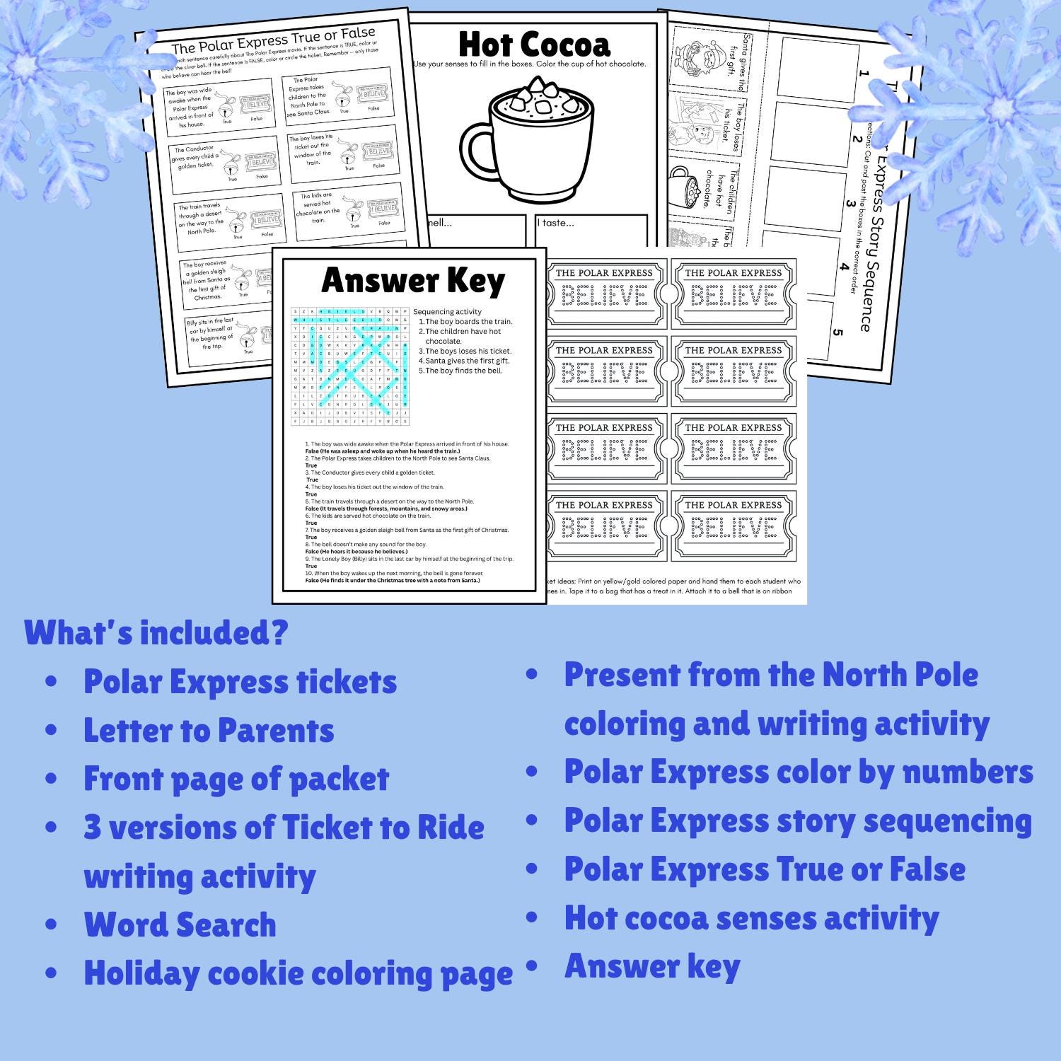 The Polar Express Printable Activity Packet for Kids | Christmas ...