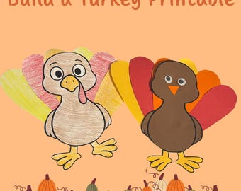 Build a Turkey Printable: Thanksgiving Craft Activity (digital Download ...