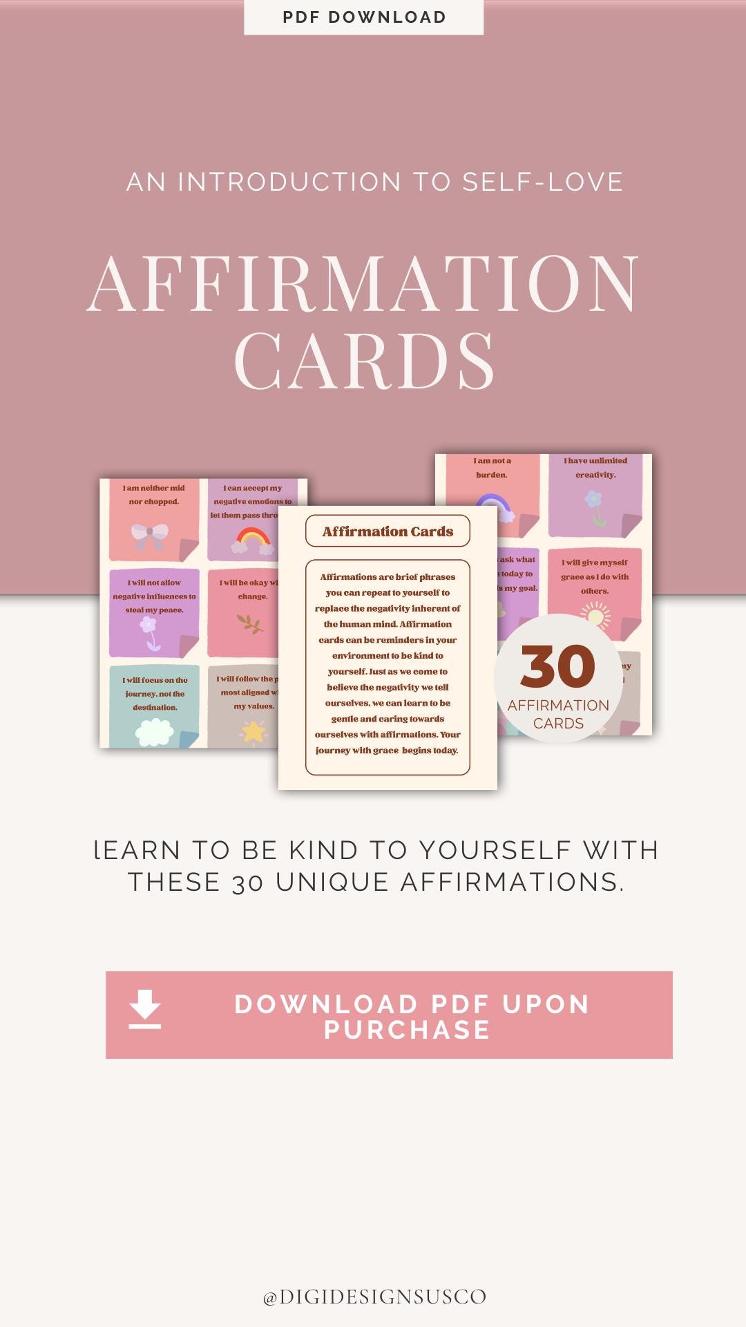 Printable Positive Affirmation Cards Motivational Mental Health Self ...