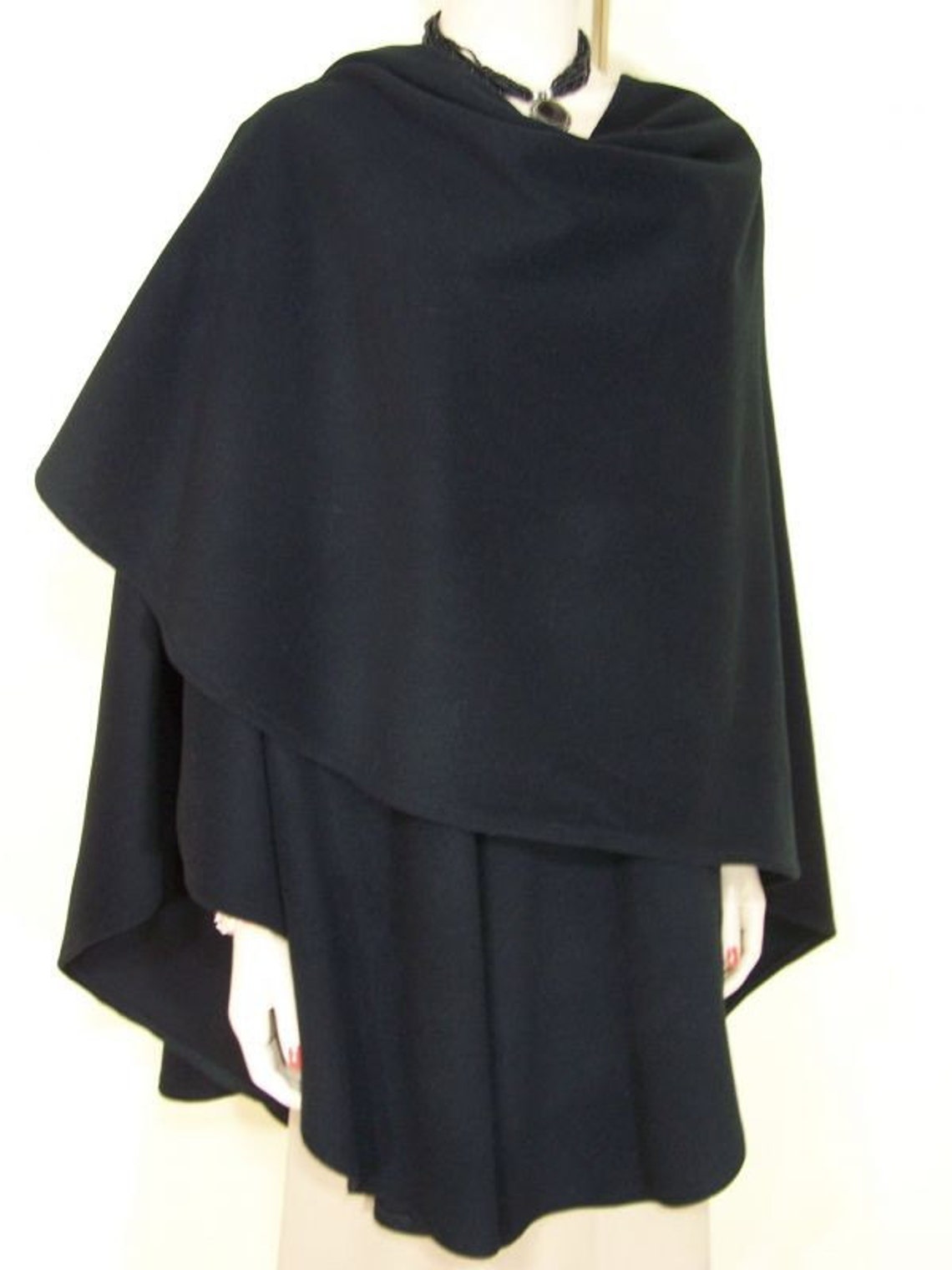 Elegant Black Cape Ruana Wrap Coat Wool Cashmere Blend by Maya Matazaro ...