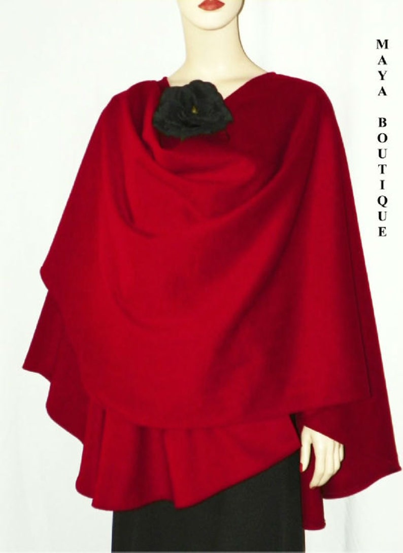 Scarlet RED Cashmere Wool Cape Ruana Wrap Coat by Maya Matazaro Made in ...