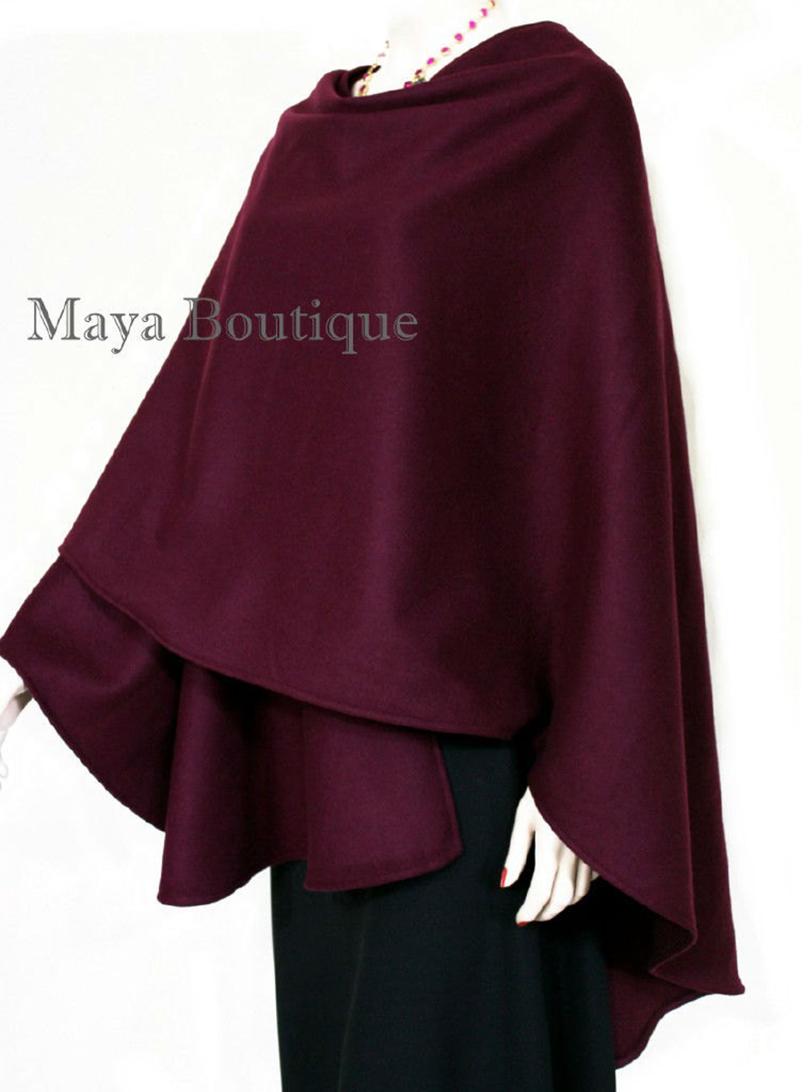 Cape Ruana Wrap Coat Wool BURGUNDY USA Made Maya Matazaro NEW - Etsy
