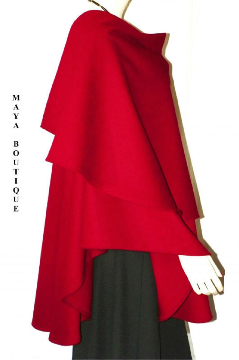 Scarlet RED Cashmere Wool Cape Ruana Wrap Coat by Maya Matazaro Made in ...