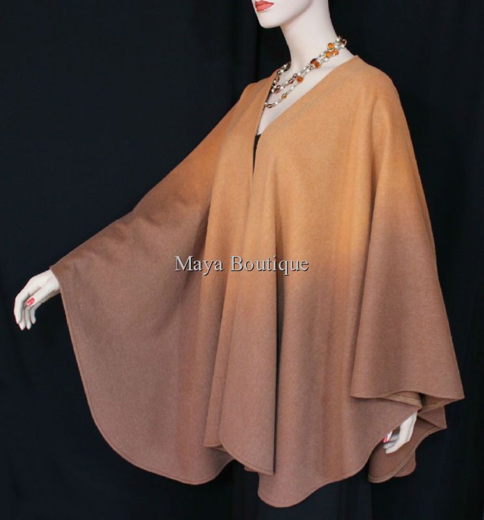 Cashmere Cape Ruana Wrap Ombres Hand Dyed Honey & Caramel Maya - Etsy