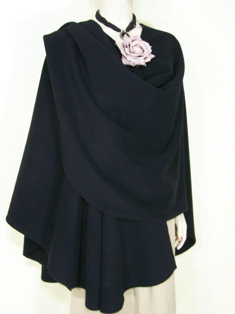 Elegant Black Cape Ruana Wrap Coat Wool Cashmere Blend by Maya Matazaro ...