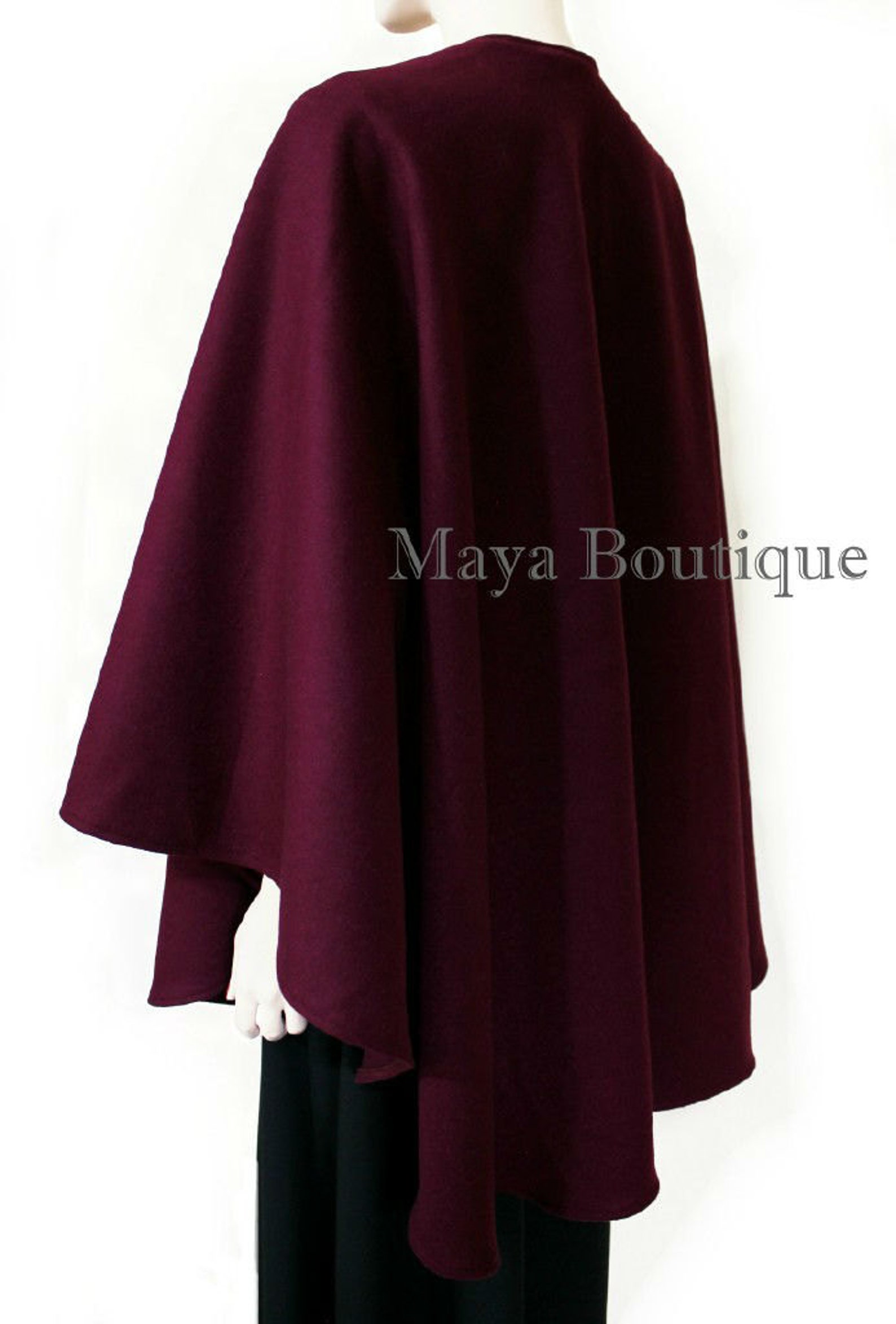 Cape Ruana Wrap Coat Wool BURGUNDY USA Made Maya Matazaro NEW - Etsy
