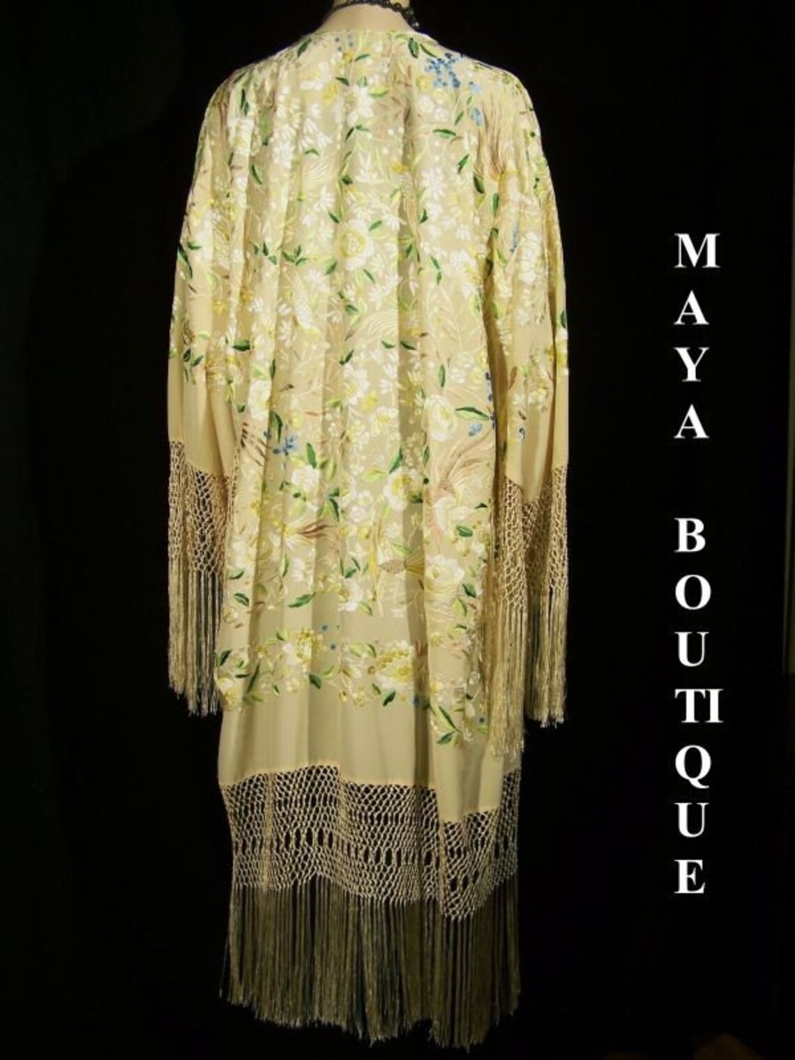 Fabulous Embroidered Silk Opera Coat Kimono Jacket Pastels Greens Multi ...