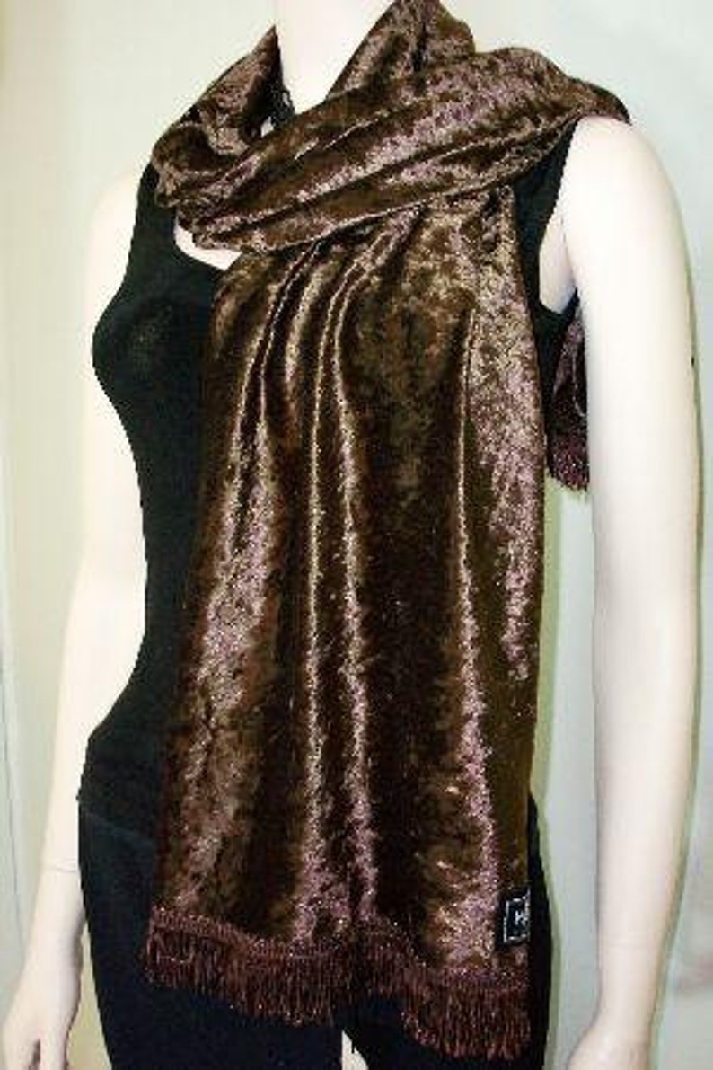 Beautiful Chocolate Brown Crushed Velvet Scarf by Maya Soft and Warm ...