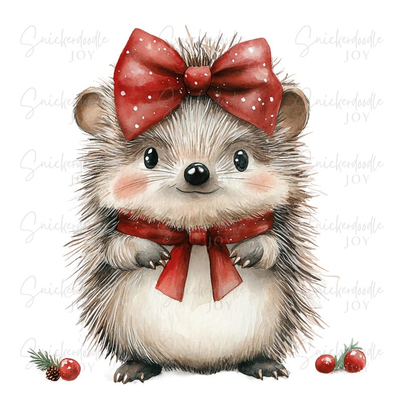 13 Christmas Hedgehogs Clipart Watercolor Christmas Clip Art Holiday ...