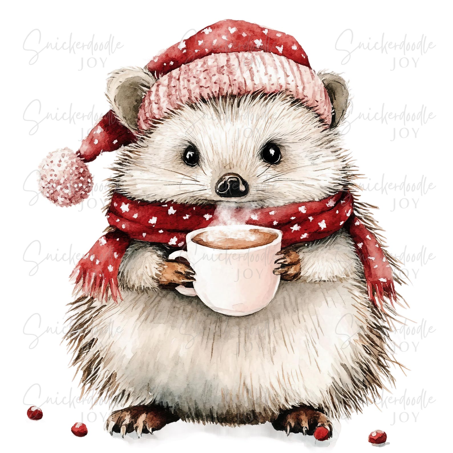 13 Christmas Hedgehogs Clipart Watercolor Christmas Clip Art Holiday ...