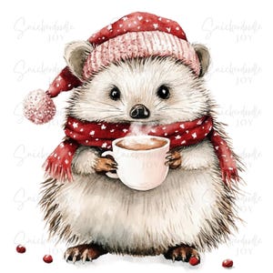 13 Christmas Hedgehogs Clipart Watercolor Christmas Clip Art Holiday ...