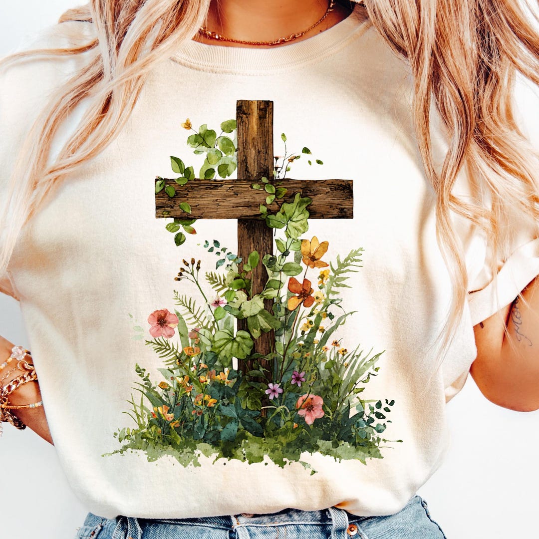 Floral Cross PNG Botanical Cross Png Faith Png Religious Png Christian ...