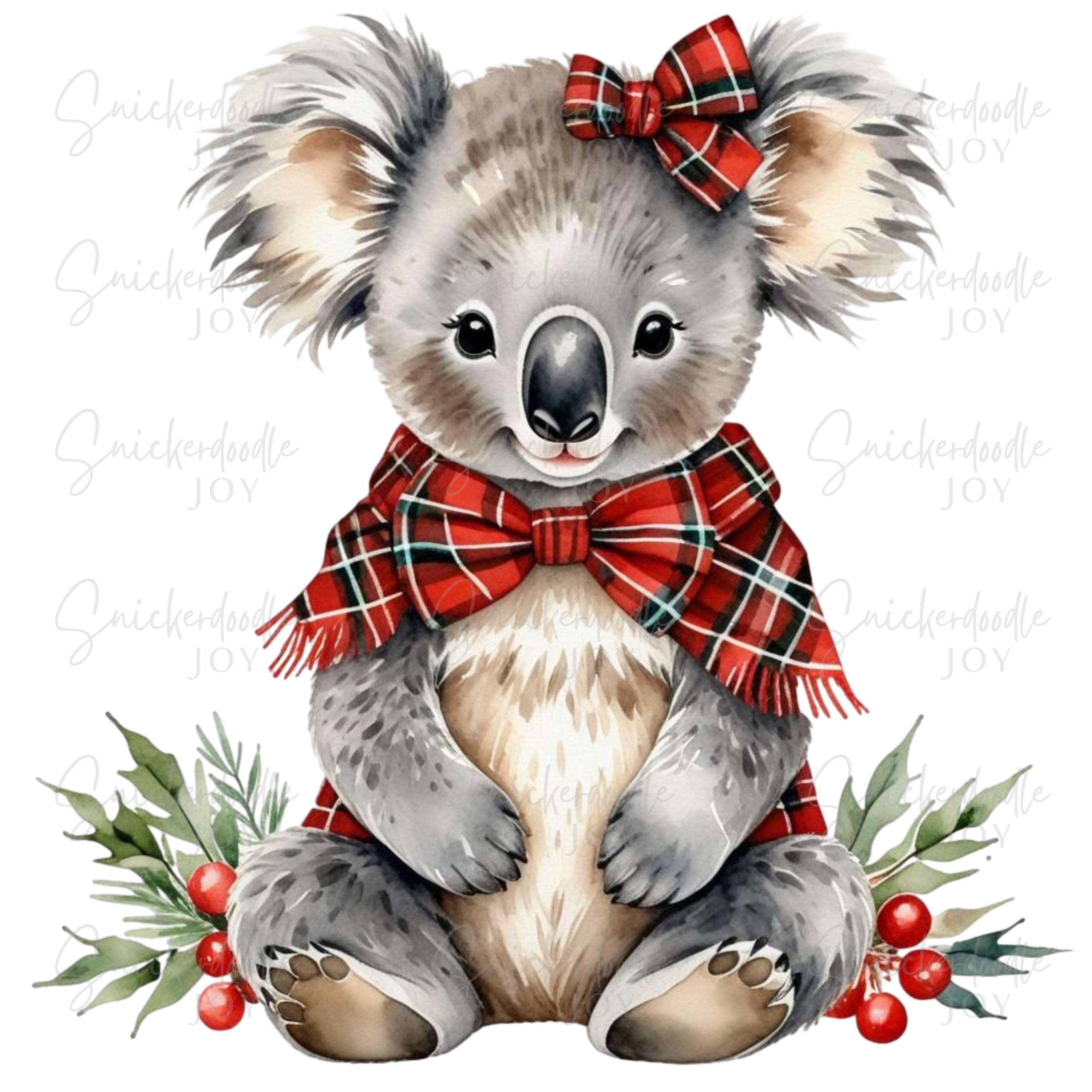 13 Christmas Koalas Clipart Watercolor Christmas Clip Art Holiday ...