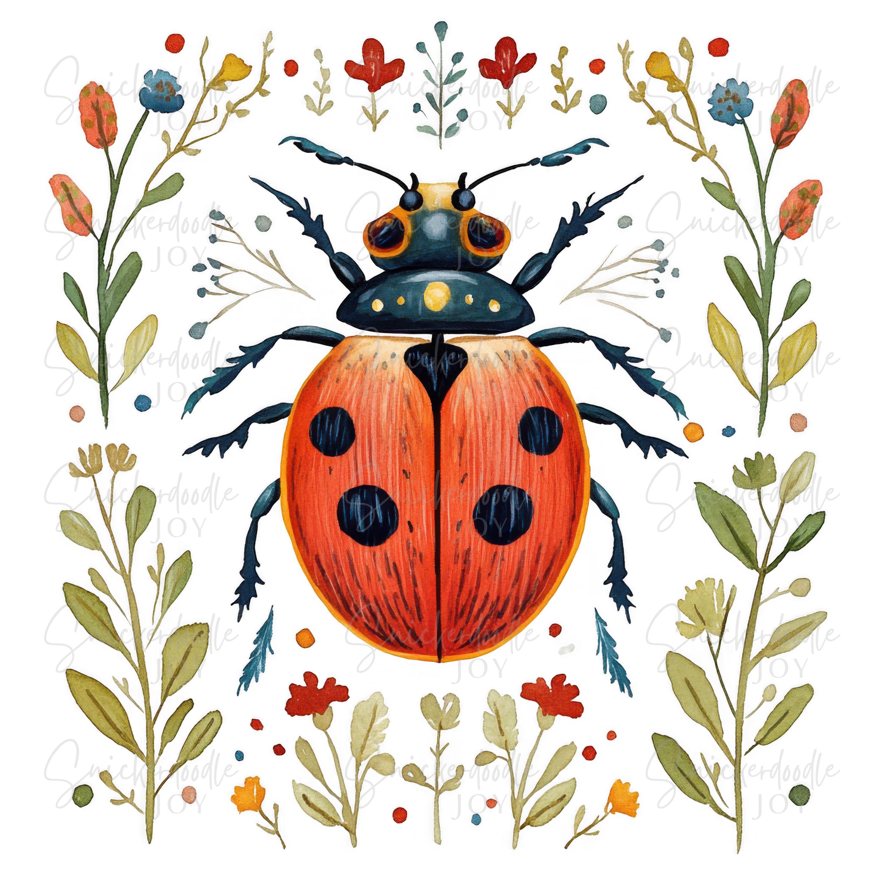 10 Ladybug Clipart Folk Art Ladybugs Clip Art Insect High Quality Pngs ...