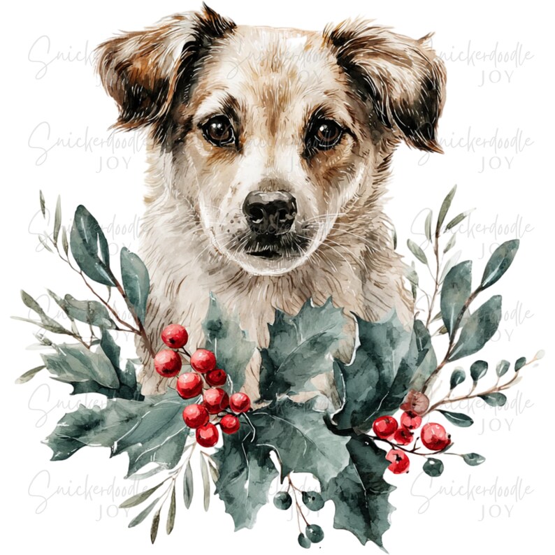 Christmas Dogs Clipart Watercolor Christmas Dogs Clip Art Holiday ...