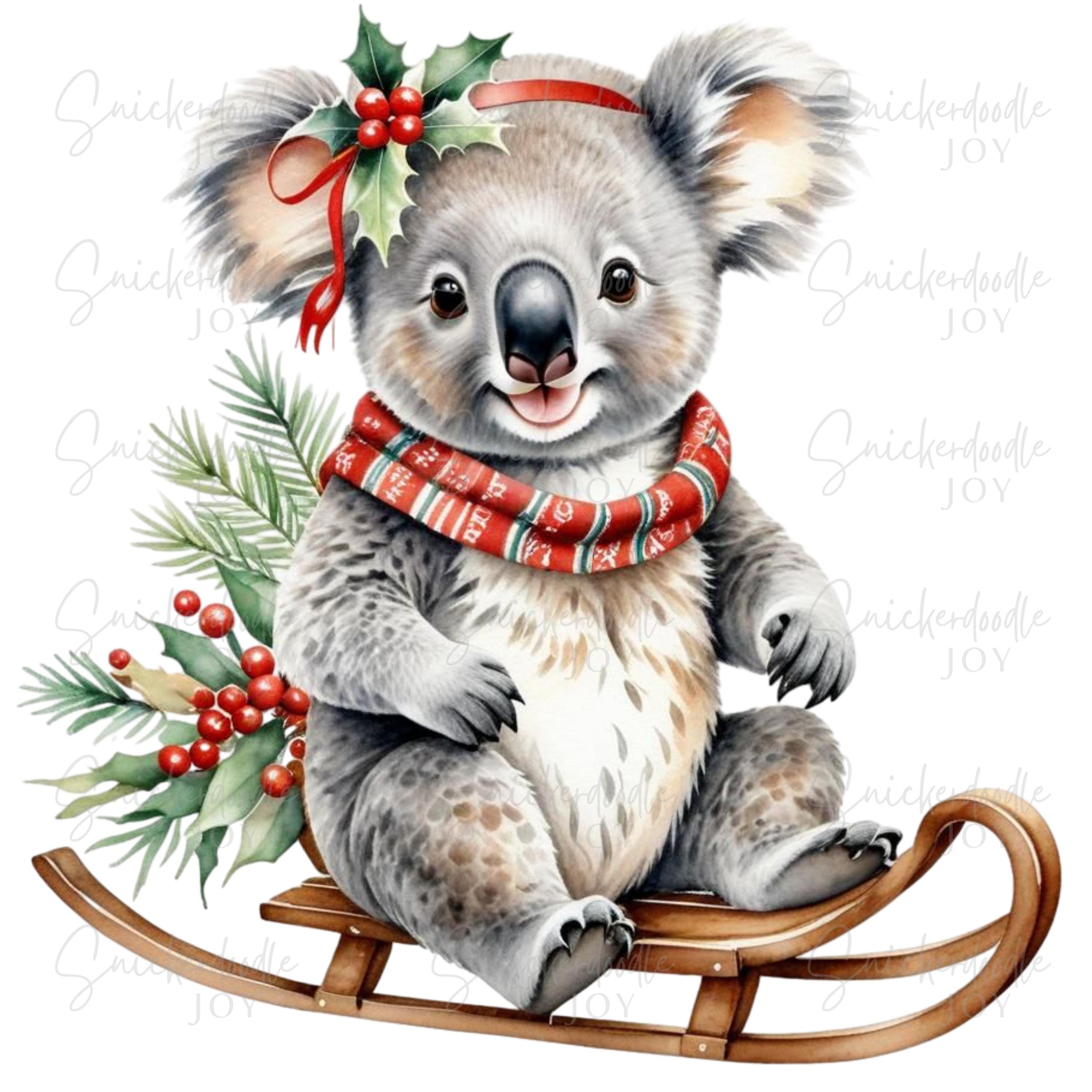 13 Christmas Koalas Clipart Watercolor Christmas Clip Art Holiday ...