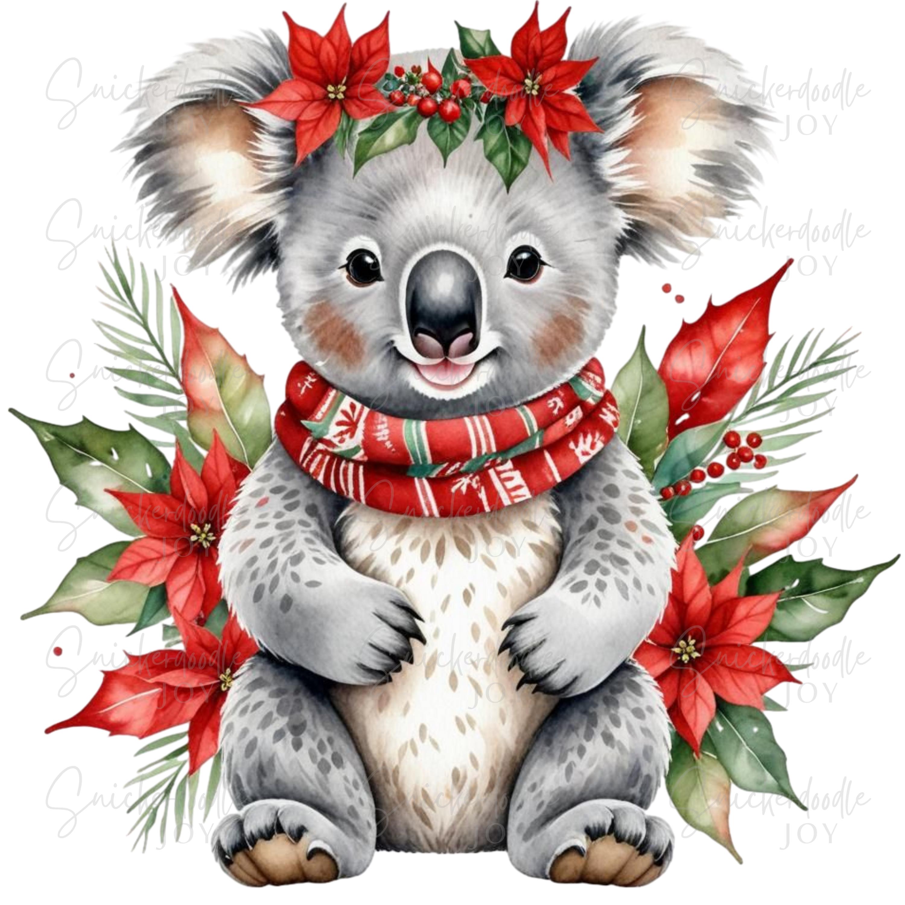 13 Christmas Koalas Clipart Watercolor Christmas Clip Art Holiday ...