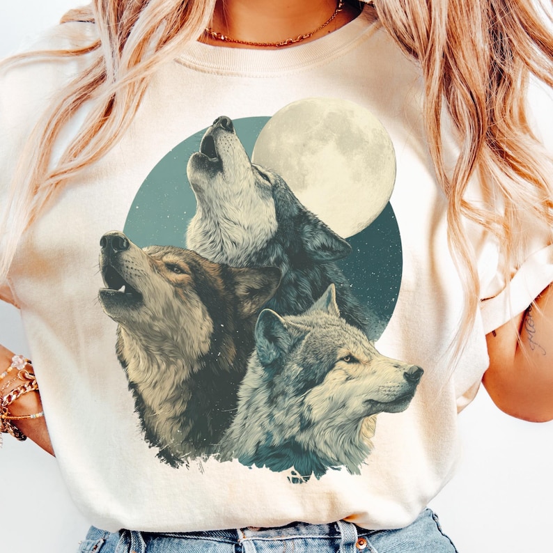 Vintage Wolves PNG 90s Graphic Style Forest Animals Sublimation Grunge ...
