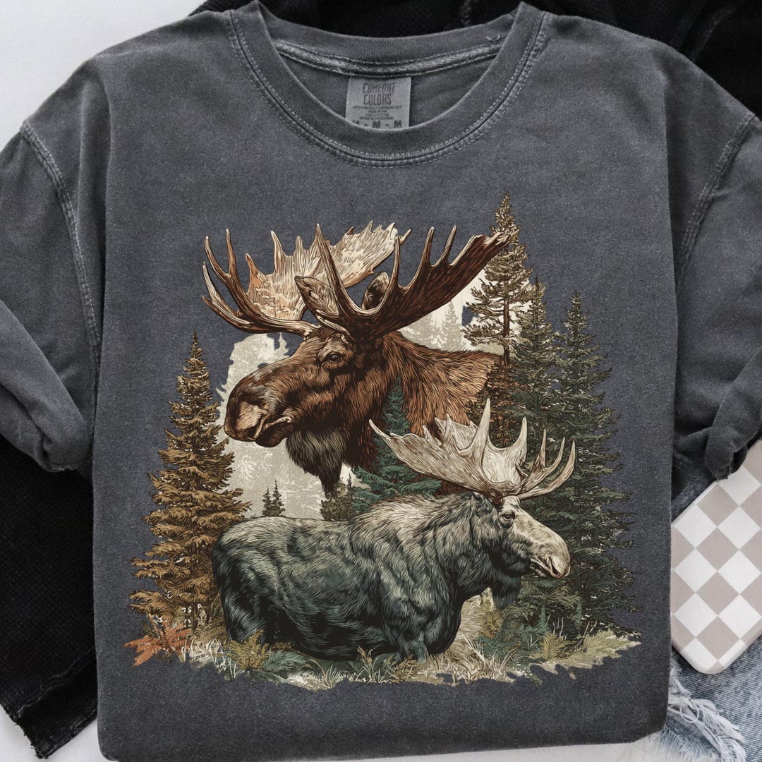 Vintage Moose PNG 90s Graphic Style Forest Animals Sublimation Grunge ...
