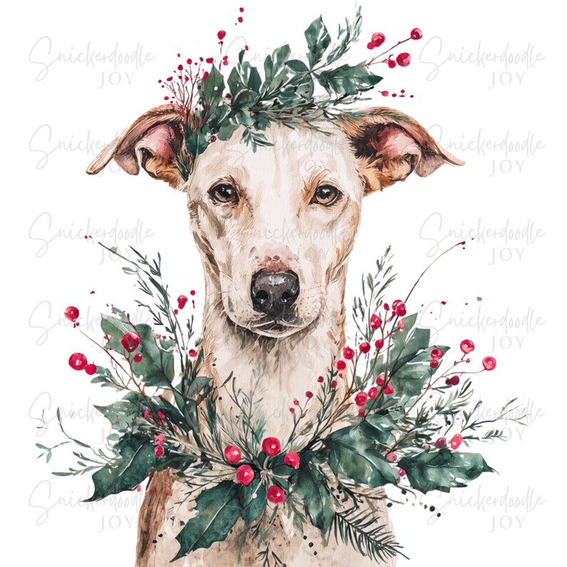 Christmas Dogs Clipart Watercolor Christmas Dogs Clip Art Holiday ...