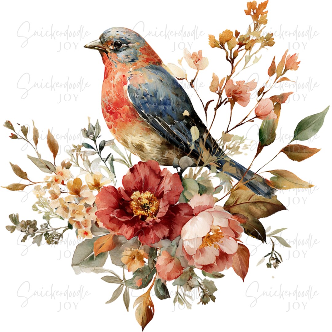 10 Fall Birds Clipart Autumn Birds Clip Art Fall Floral High Quality ...