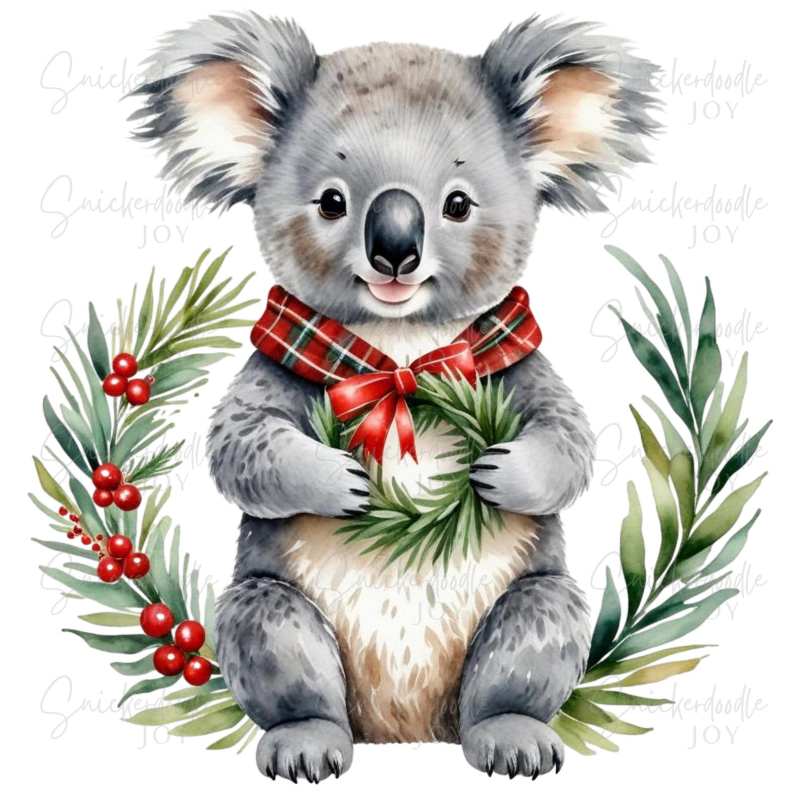 13 Christmas Koalas Clipart Watercolor Christmas Clip Art Holiday ...