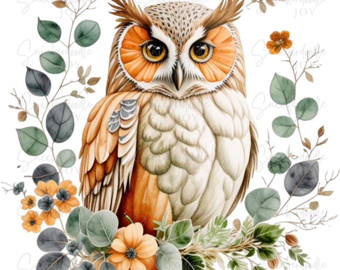 Autumn Owls Watercolor Clipart, Transparent PNG, Digital Download, Card ...