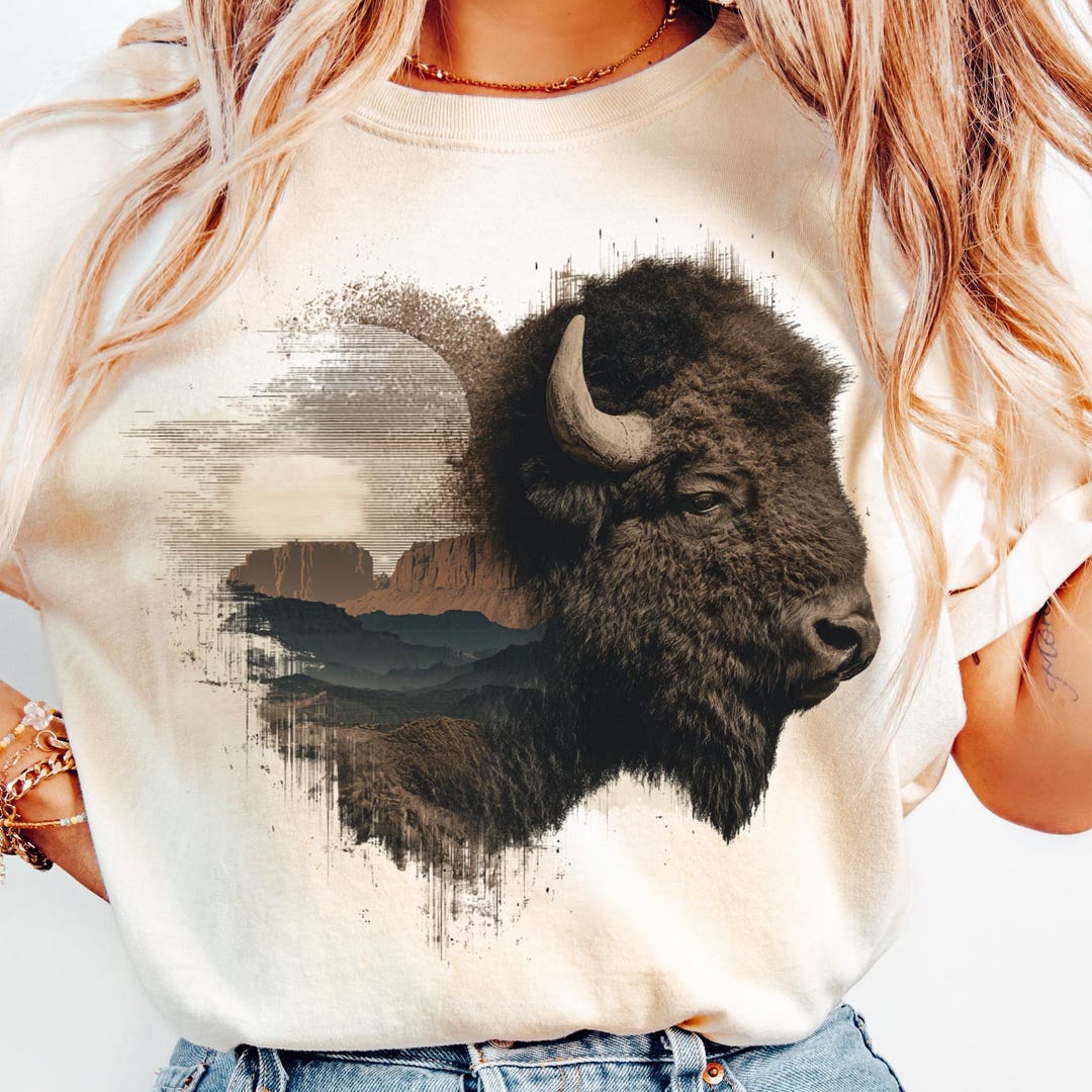 Rustic Buffalo 90s Graphic PNG Retro Wildlife Sublimation Grunge ...
