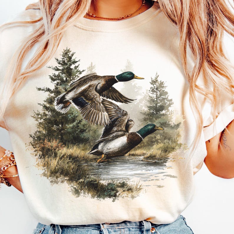 Vintage Mallard Ducks PNG 90s Graphic Style Fall Sublimation Waterfowl ...