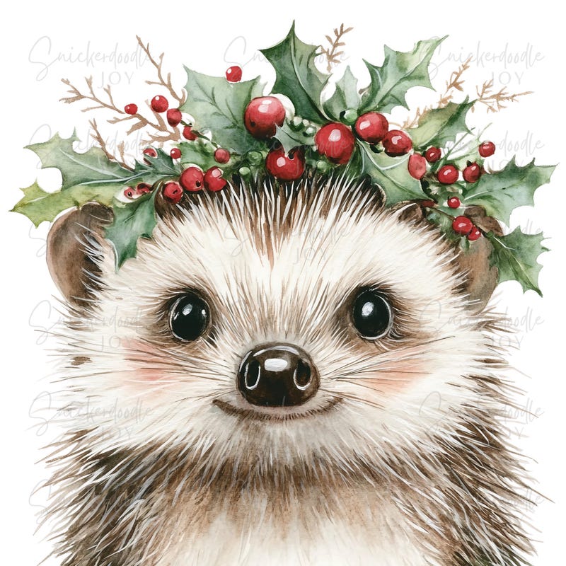Hedgehog Christmas Clip Art - Etsy UK