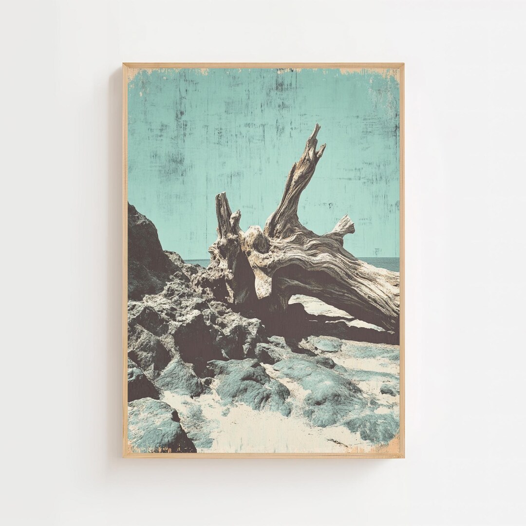 Printable Driftwood Wall Art Print Retro Beach Home Decor for Beach ...