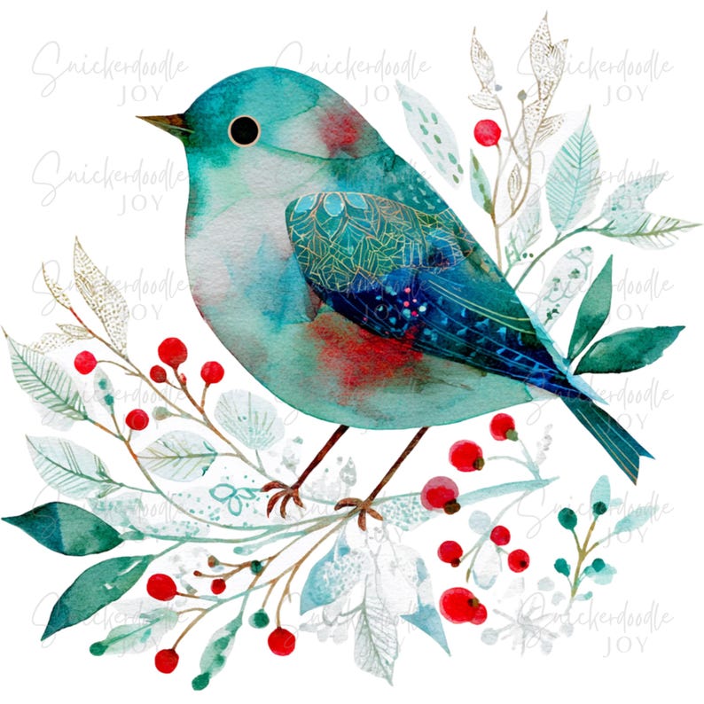 14 Christmas Blue Birds Clipart Cute Bird Clip Art Holiday High Quality ...