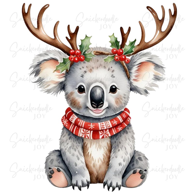 13 Christmas Koalas Clipart Watercolor Christmas Clip Art Holiday ...