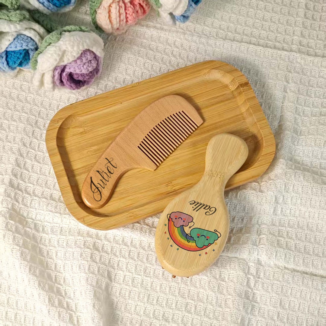 Personalized Wooden Baby Comb |custom Engraved Hair Comb | Baby Shower ...