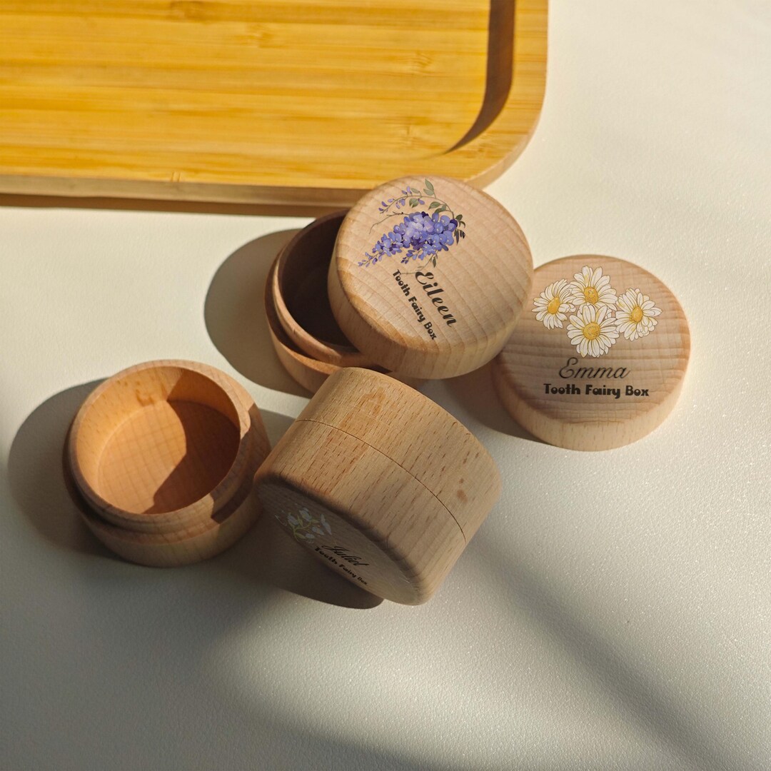 Personalized Birth Flower Tooth Keepsake Box - Solid Wood - Etsy