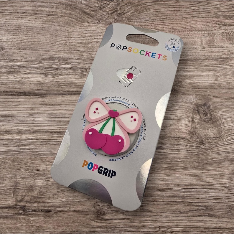 Kawaii Cherry Bow Popsocket | Pink Phone Grip & Stand - Etsy