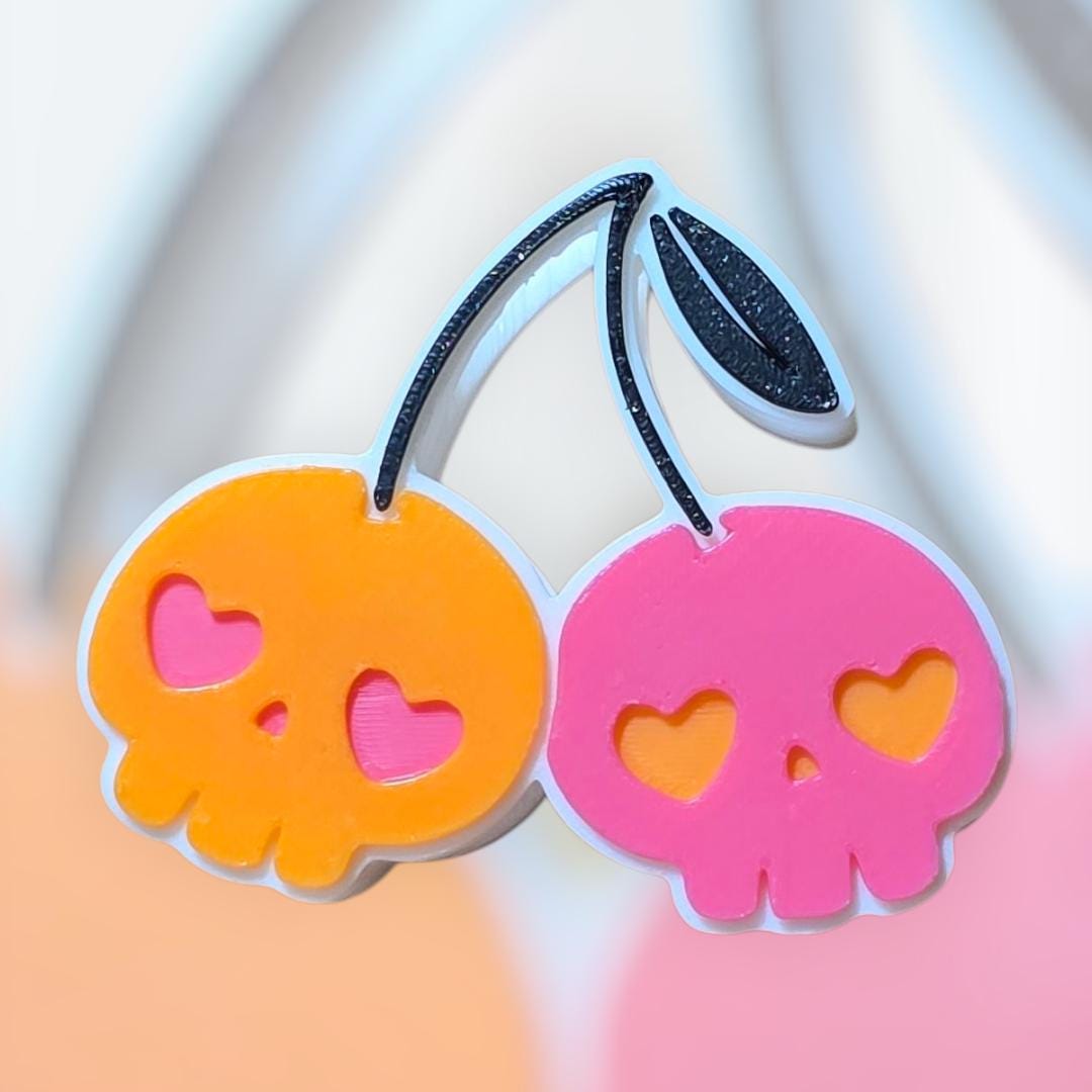 Neon Cherry Skull Straw Topper: 3D Printed Tumbler Accessory - Etsy