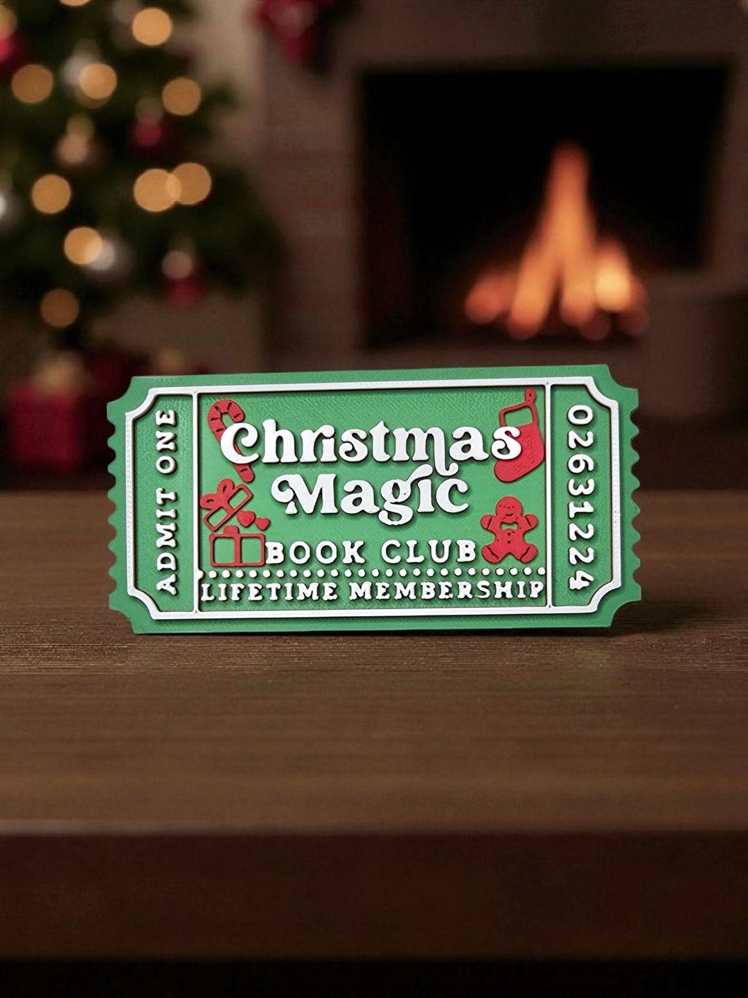 3D Printed Christmas Book Nook Ticket | Holiday Bookshelf Decor - Etsy