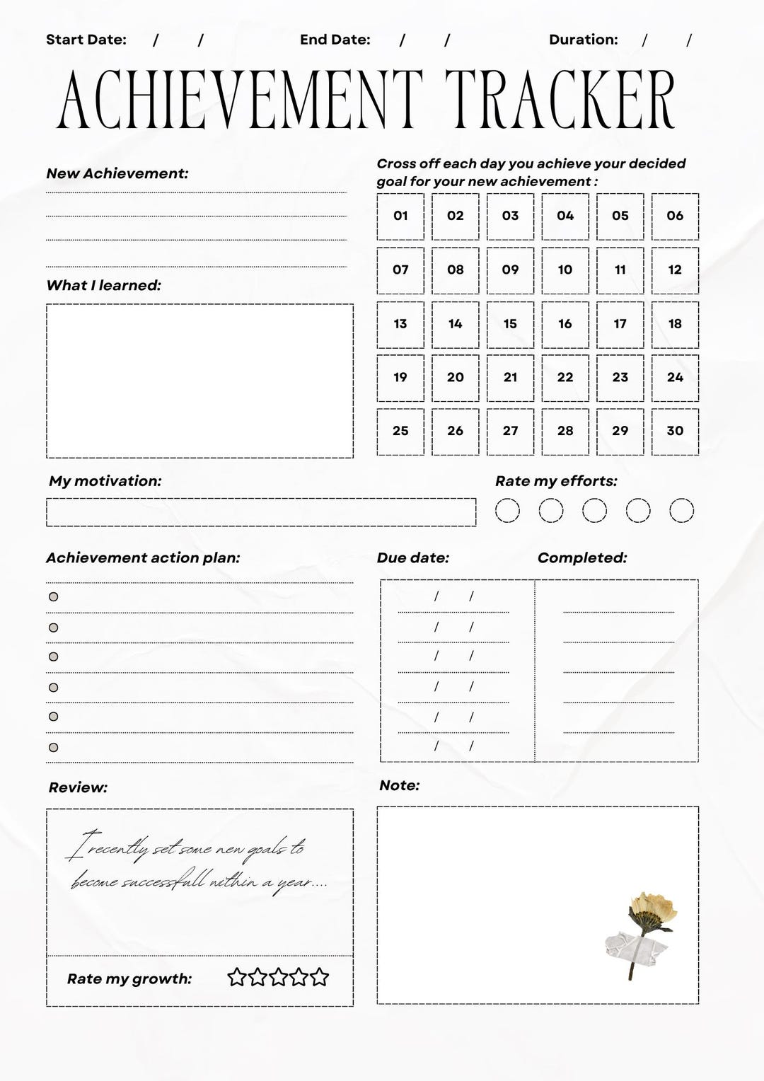 Fillable Goal Planner –fillable Achievement Tracker, Success Journal ...